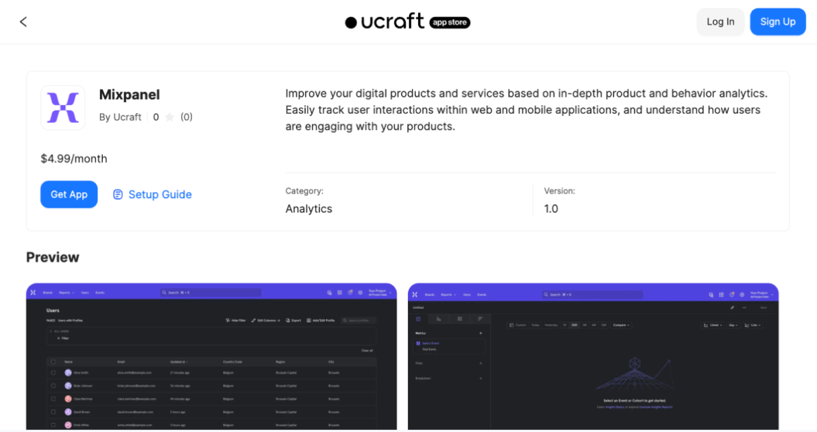 Mixpanel Integration | DiyWeb App Store