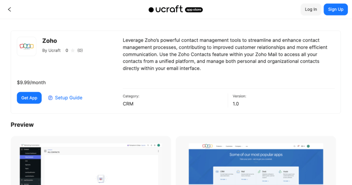 Zoho Integration | Ucraft App Store