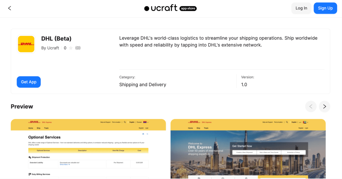 DHL Integration | Ucraft App Store