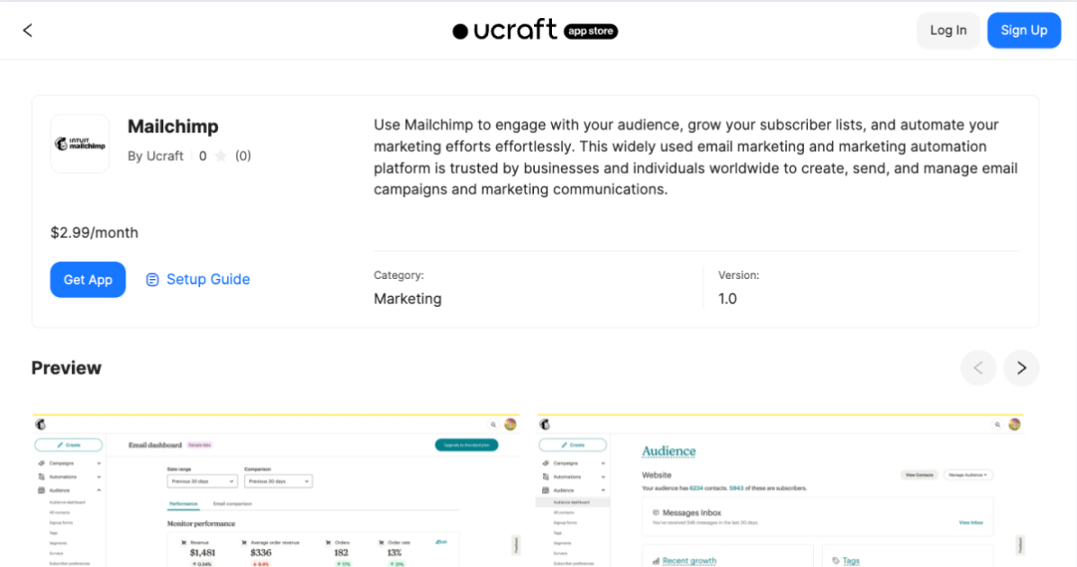 Mailchimp Integration | Ucraft App Store